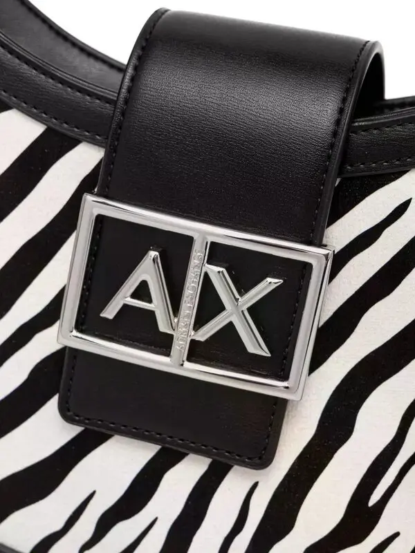 Armani Exchange Zebra-print Shoulder Bag - Black