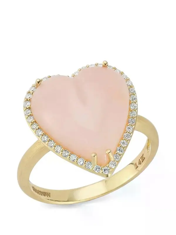 STORROW JEWELRY Large Alana Pink Opal And Diamond Heart Ring