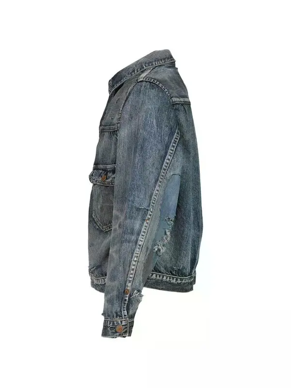 ANACHRONORM Patchwork Distressed Denim Jacket