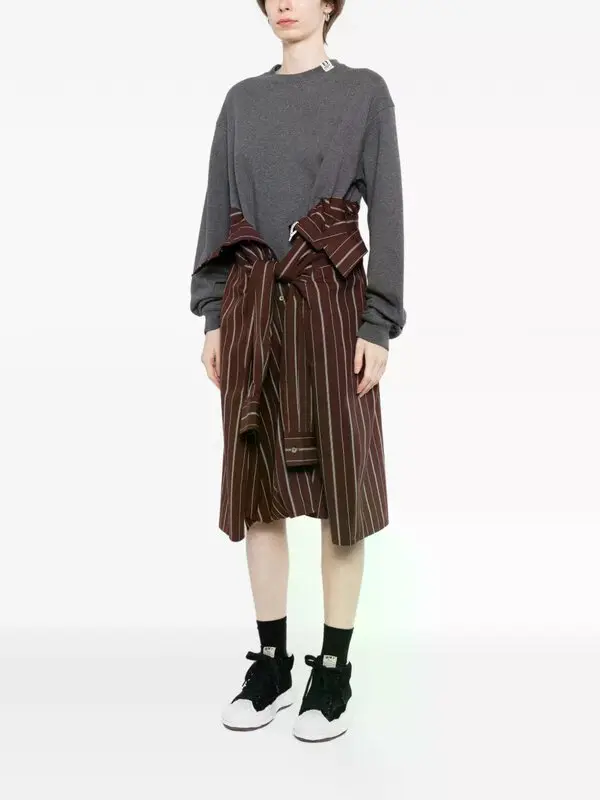 Mihara Yasuhiro Pinstripe Layered-detail Dress