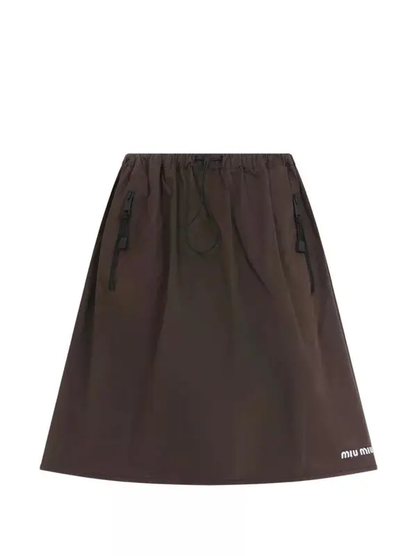 Miu Miu Logo-print Drawstring Midi Skirt
