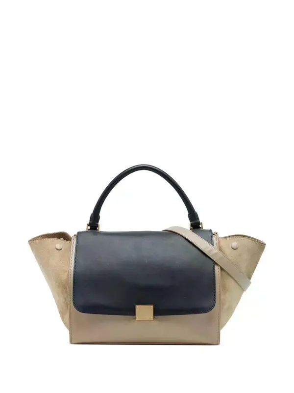 Celine Bicolor Calfskin And Suede Trapeze Satchel