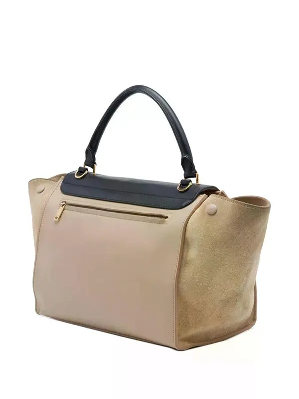Celine Bicolor Calfskin And Suede Trapeze Satchel
