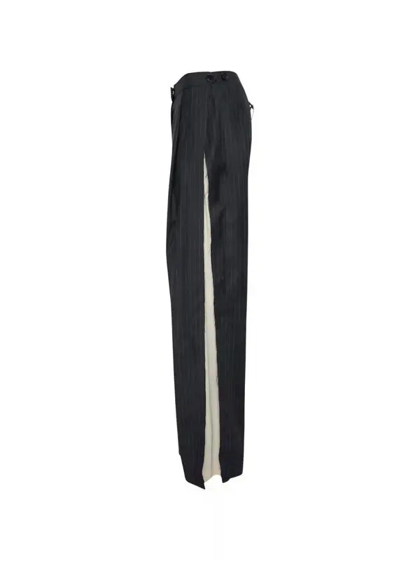 LITKOVSKA Pinstripe Frayed-edge Trousers