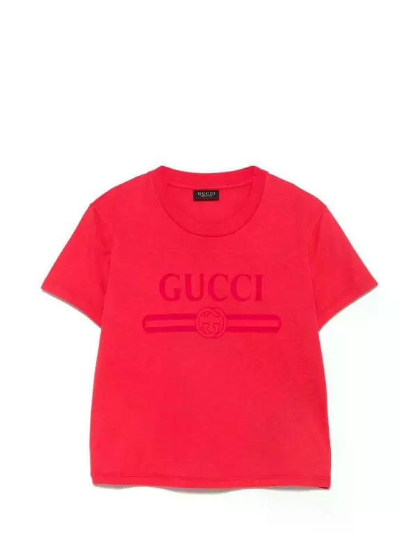 Gucci Logo-print Cropped T-shirt - Red