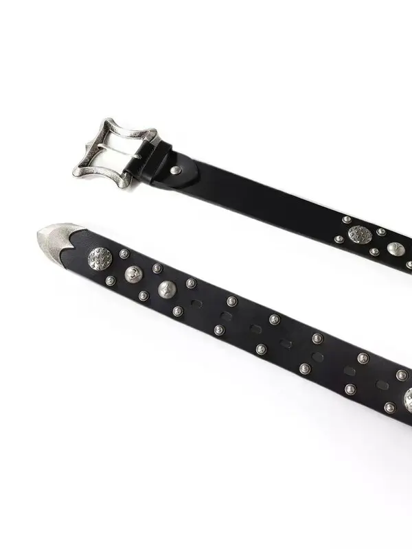 THUG CLUB Dragon Stud-embellished Leather Belt - Black