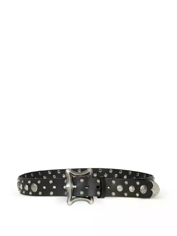 THUG CLUB Dragon Stud-embellished Leather Belt - Black