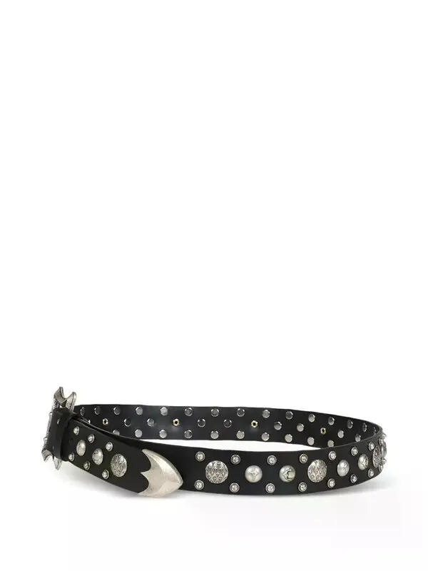 THUG CLUB Dragon Stud-embellished Leather Belt - Black