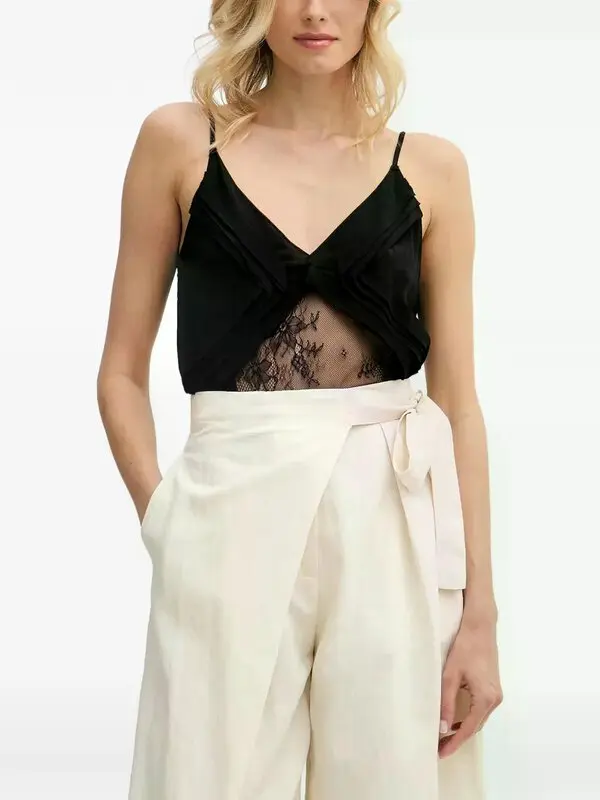 Sisley Lace-panelled Pleated Camisole Top