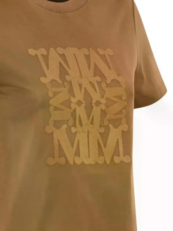 Max Mara Logo-embroidered Cotton T-shirt - Brown