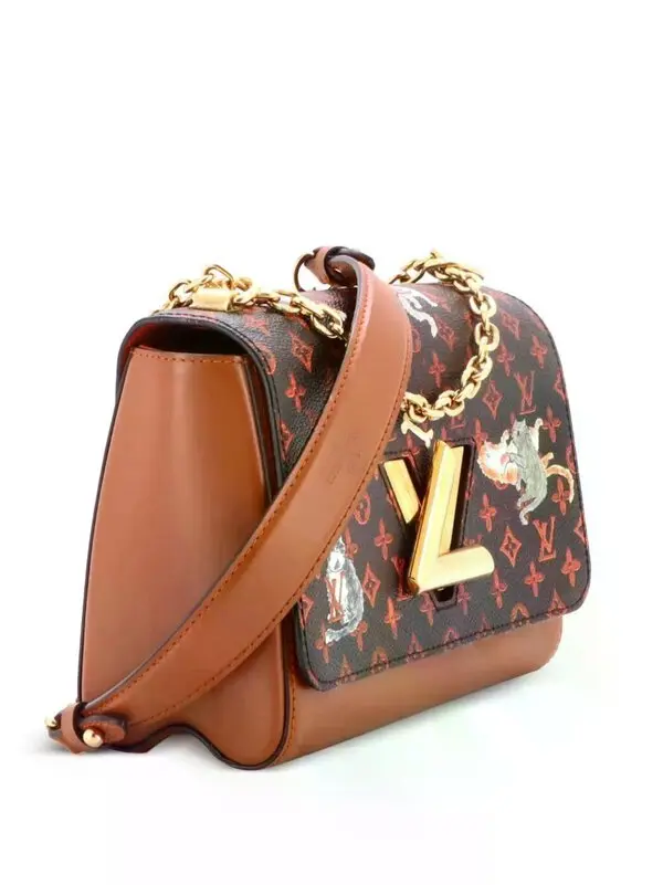LOUIS VUITTON Twist Handbag Limited Edition Grace Coddington Catogram Canvas Mm Shoulder Bag - Brown