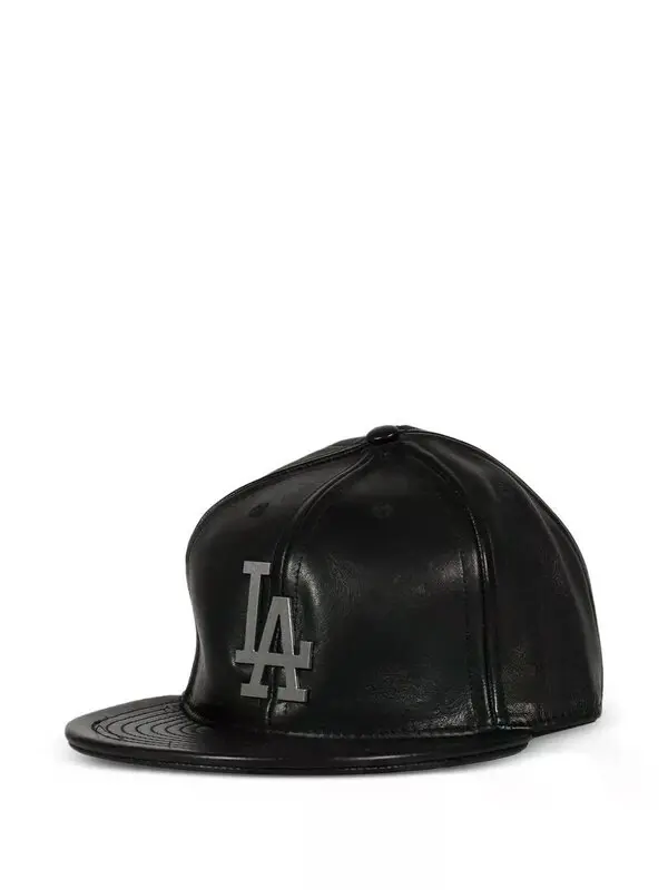 EARTHLING COLLECTIVE Brain Bucket Logo-plaque Leather Cap - Black