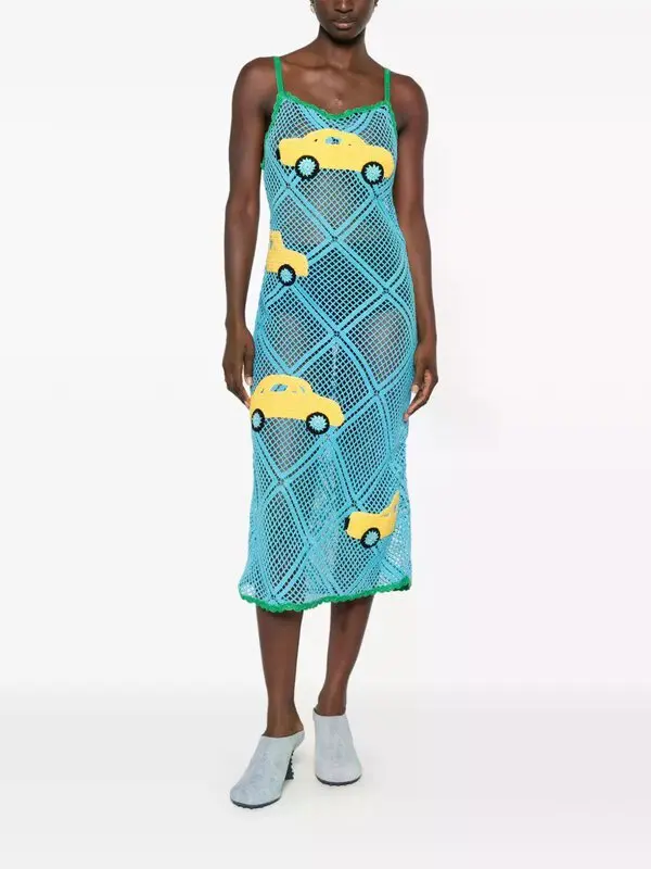 JW Anderson Car Crochet-knit Midi Dress
