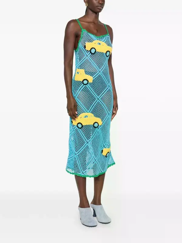 JW Anderson Car Crochet-knit Midi Dress