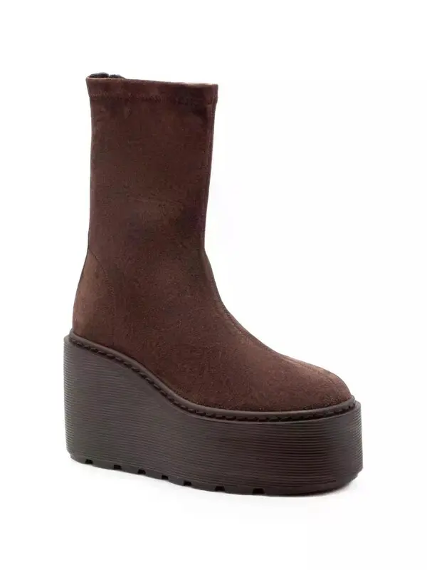 VIC MATIE F20 Zeppa Wedge Suede Ankle Boots - Brown