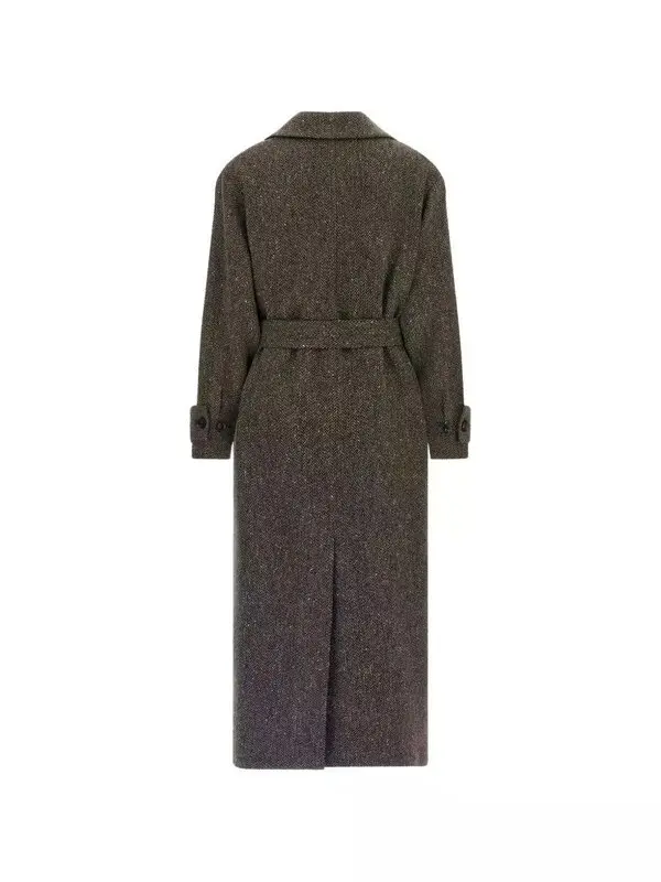 Kiton Chevron-weave Belted Coat