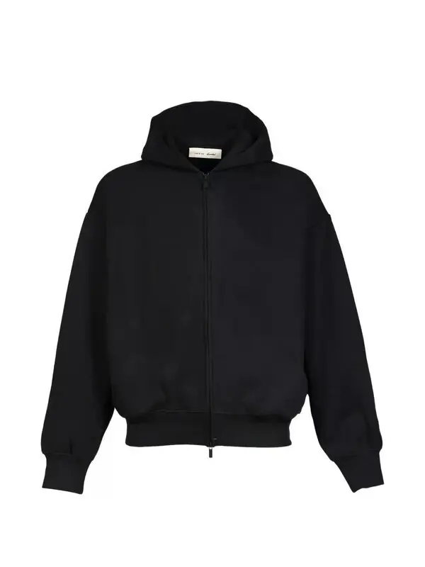 ESSENTIALS Logo-print Zip-up Hoodie - Black