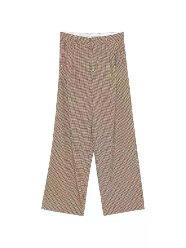 WHITE SAND Checked Wide-leg Trousers - Neutrals