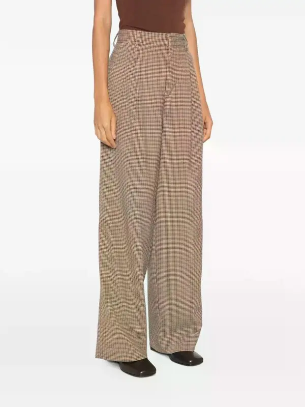 WHITE SAND Checked Wide-leg Trousers