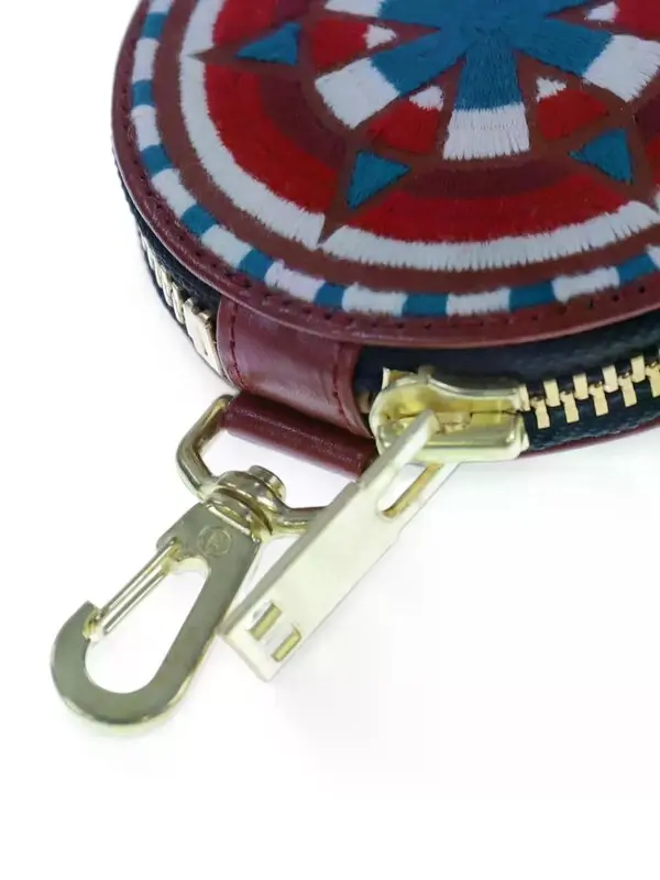 BLACK MEANS Embroidered-panel Leather Coin Case