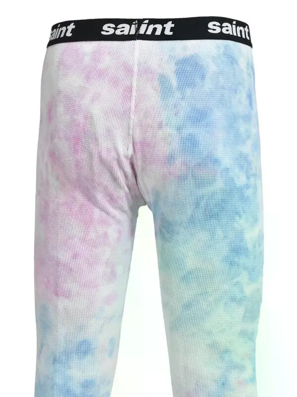 SAINT MXXXXXX Tie-dye Waffle-knit Thermal Pants - Pink