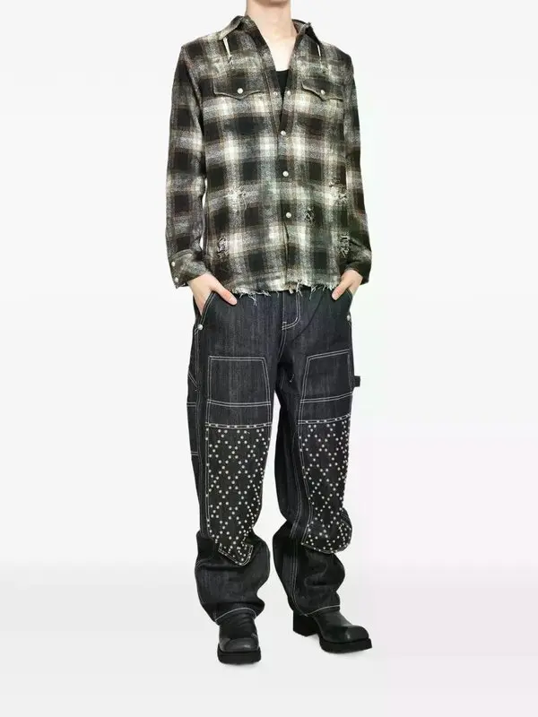 THUG CLUB Studded Double-knee Jeans