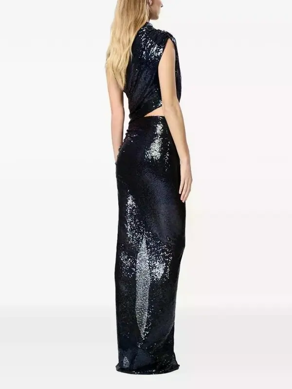 AMAZUIN Sequin-embroidered Asymmetrical Maxi Dress