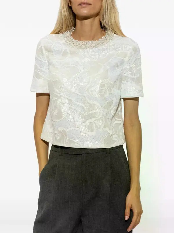 SELF-PORTRAIT Sequin Lace Top