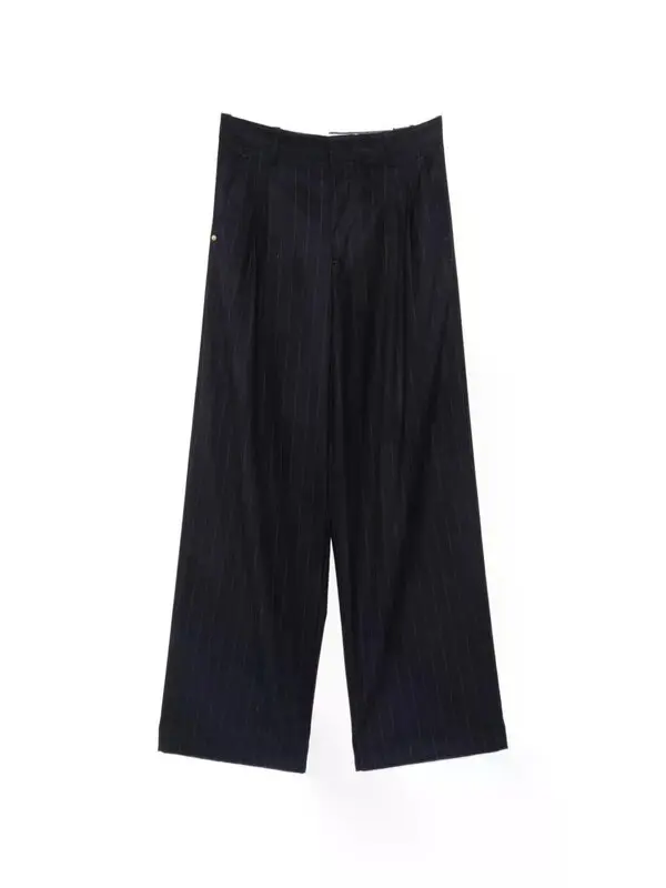 WHITE SAND Pinstripe-pattern Pleated Trousers