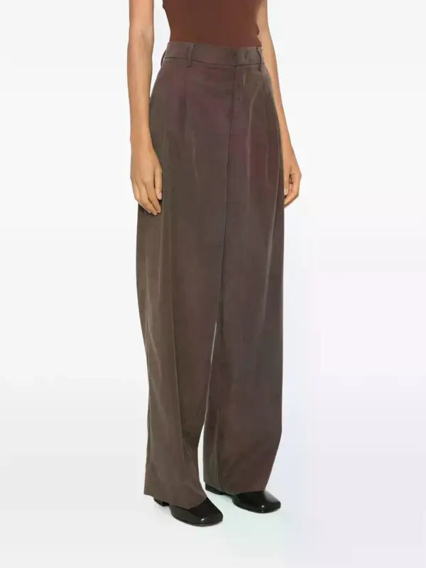 WHITE SAND Pleated Wide-leg Trousers