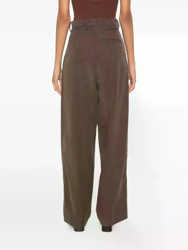 WHITE SAND Pleated Wide-leg Trousers