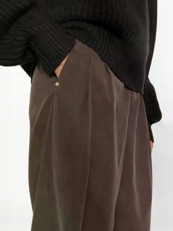 WHITE SAND Pleated Wide-leg Trousers