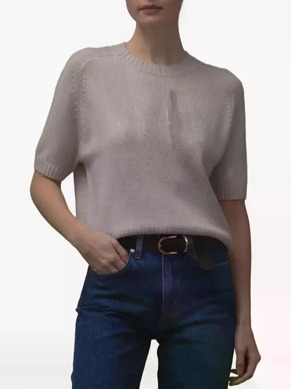 ALLUDE Short-sleeve Crew-neck Sweater