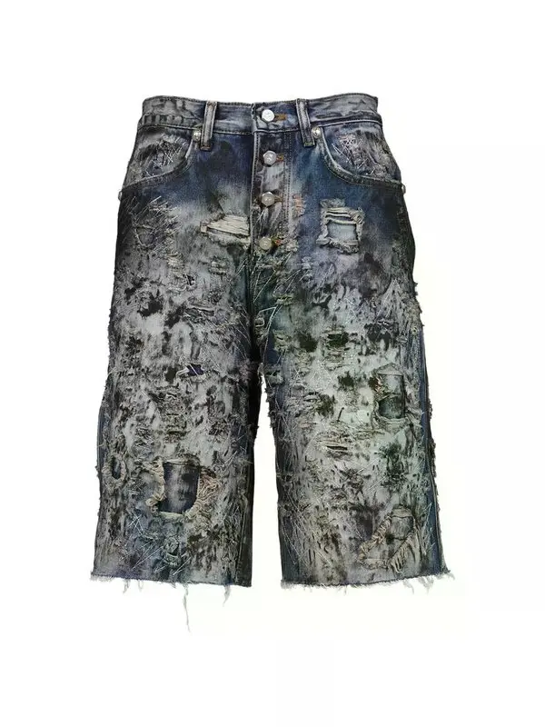 THUG CLUB Hard-washed Destroyed Shorts