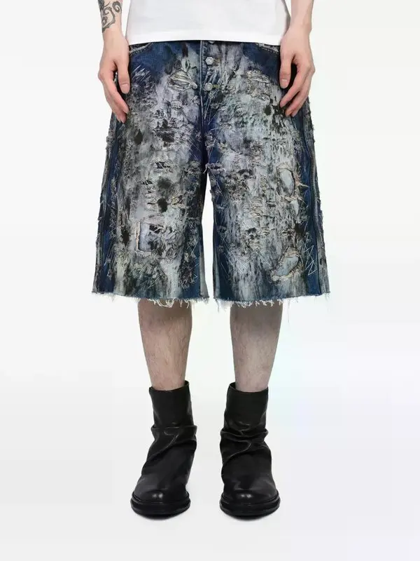 THUG CLUB Hard-washed Destroyed Shorts