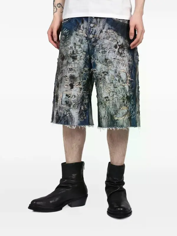 THUG CLUB Hard-washed Destroyed Shorts
