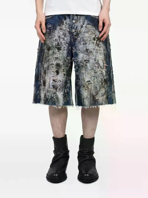 THUG CLUB Hard-washed Destroyed Shorts