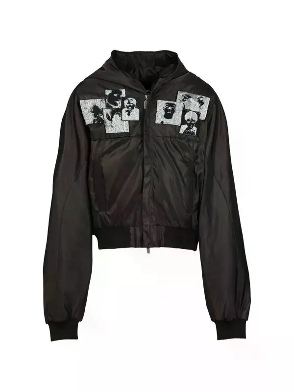 RRR123 Mentalists Patch-detail Hooded Bomber Jacket