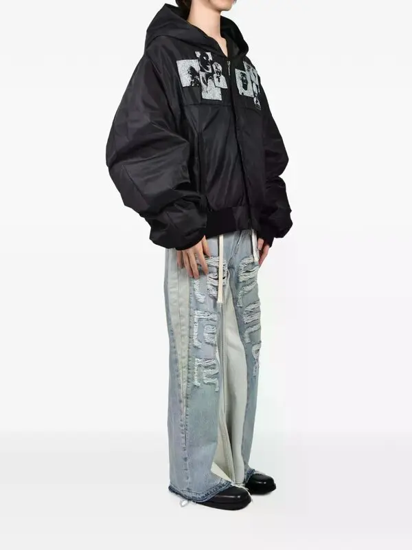 RRR123 Mentalists Patch-detail Hooded Bomber Jacket