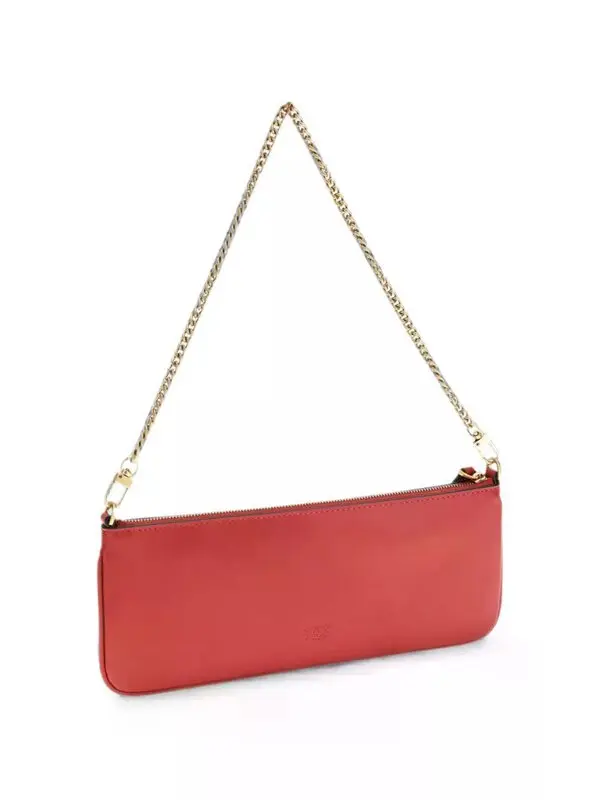Pinko Horizontal Flat Leather Shoulder Bag - Red