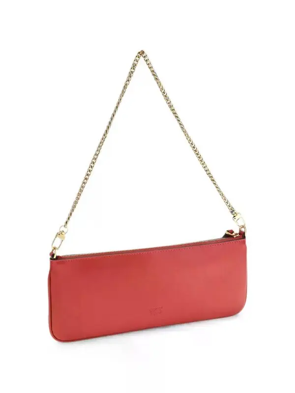 Pinko Horizontal Flat Leather Shoulder Bag - Red
