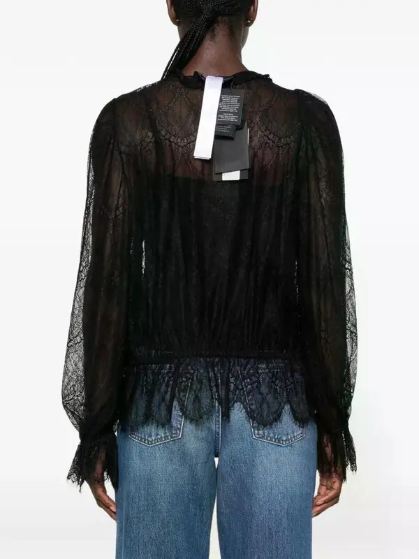 TWINSET Lace-overlay Ruffled-trim Blouse
