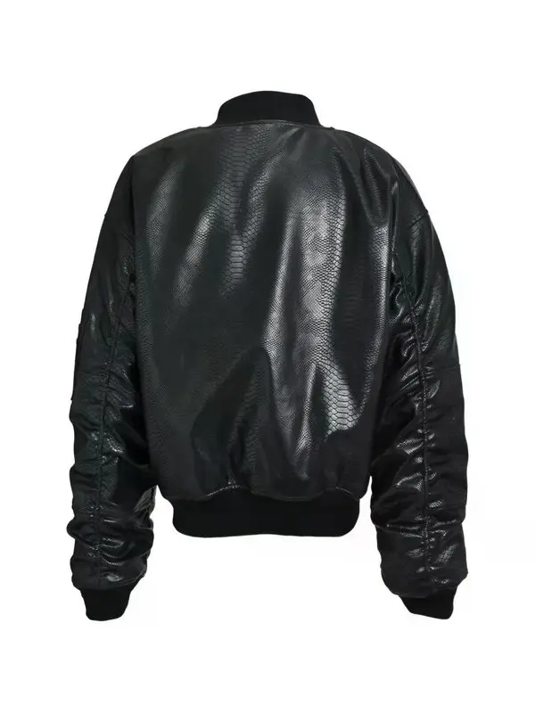 BREATH Python-effect Faux-leather Bomber Jacket
