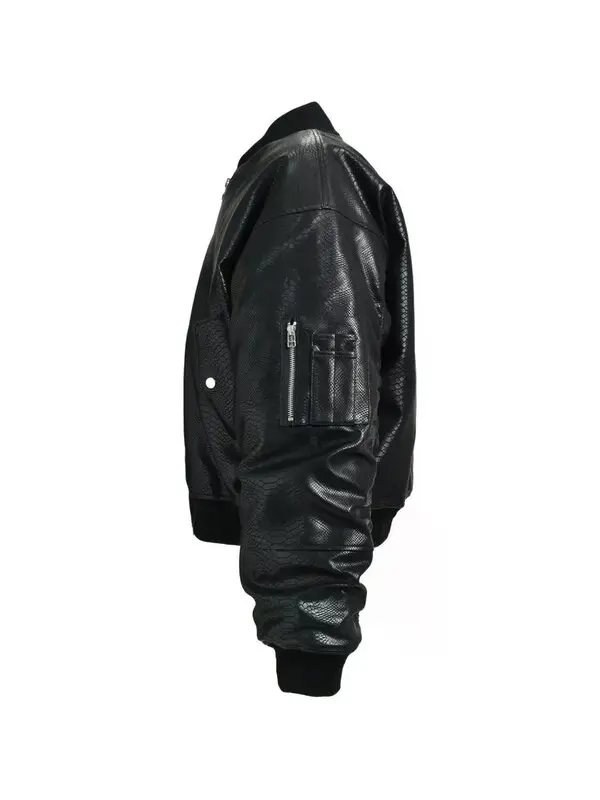 BREATH Python-effect Faux-leather Bomber Jacket