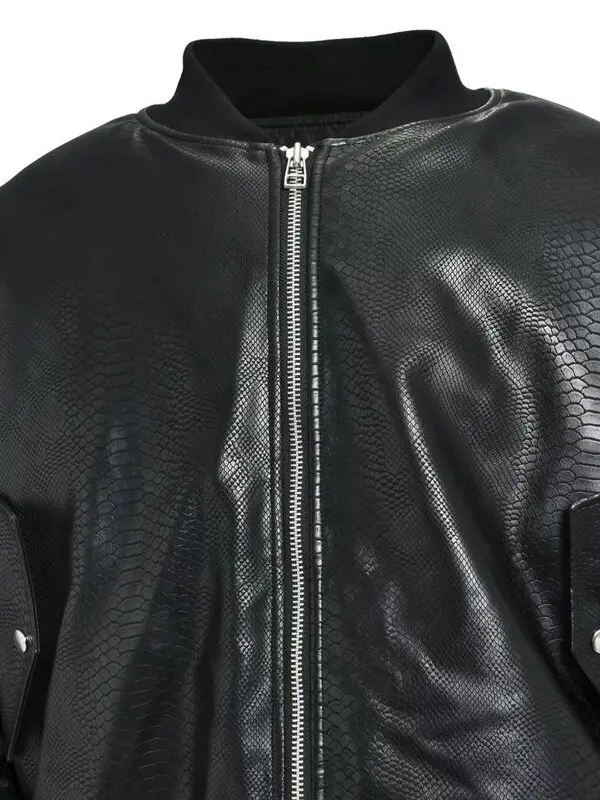 BREATH Python-effect Faux-leather Bomber Jacket