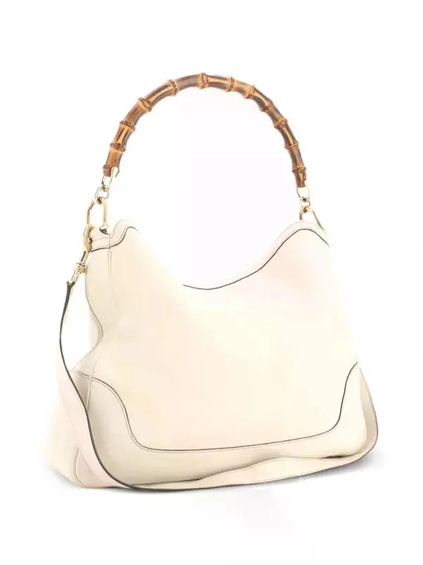 Gucci Diana Bamboo Shoulder Bag Leather Medium Hobo Bag - White