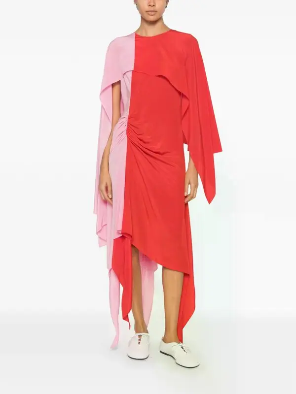 JW Anderson Silk Colour-block Cape Maxi Dress