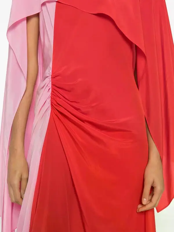 JW Anderson Silk Colour-block Cape Maxi Dress