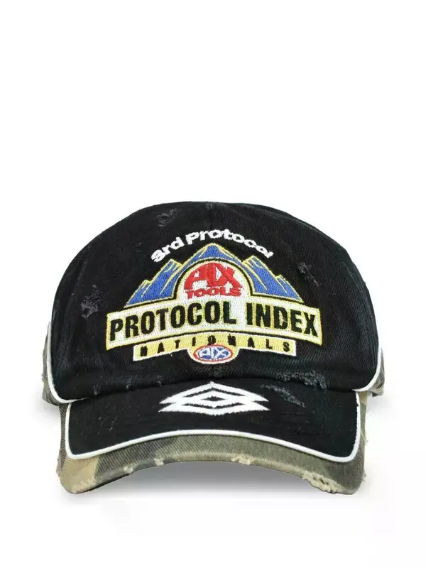 PROTOCOL INDEX Distressed Camouflage-panel Cap - Black