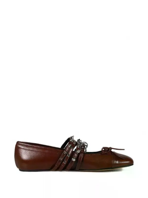 ABRA Spike-embellished Leather Ballet Flats
